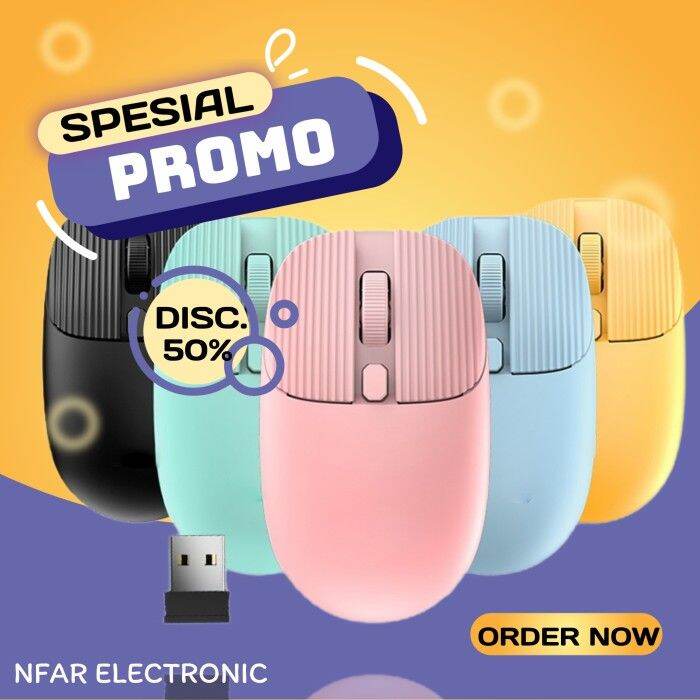 Mouse Bluetooth Wireless Karakter Lucu Imut Silent Click Mouse Tablet ...