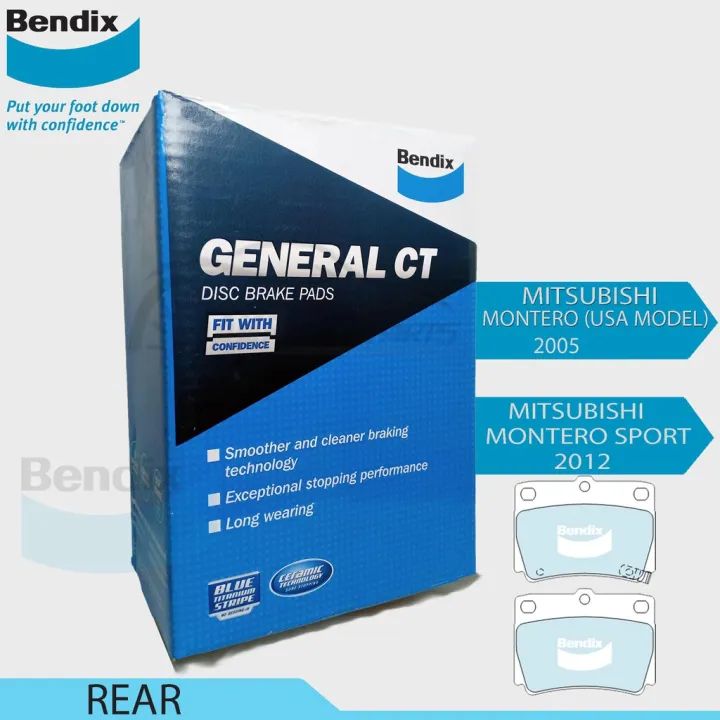BENDIX REAR Disc Brake Pad for MITSUBISHI MONTERO SPORT 3.0 2012-2021 DB1390 GCT | Lazada PH