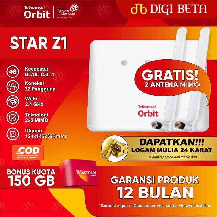 Modem Wifi Mifi Telkomsel Orbit Star Z1 Router ZTE MF286R GSM 4G LTE ...
