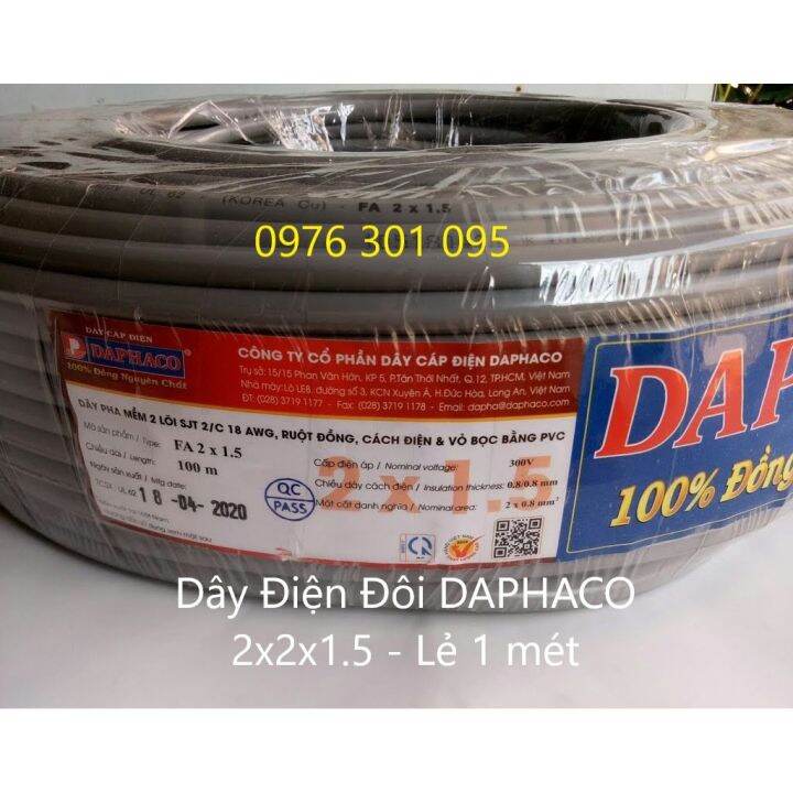 Dây Điện ĐÔI XÁM TRÒN DAPHACO {FA TRÒN LỚP VỎ} Bán lẻ theo Mét 2X1.0 ,2X1.5 ,2X2.5 | Lazada.vn