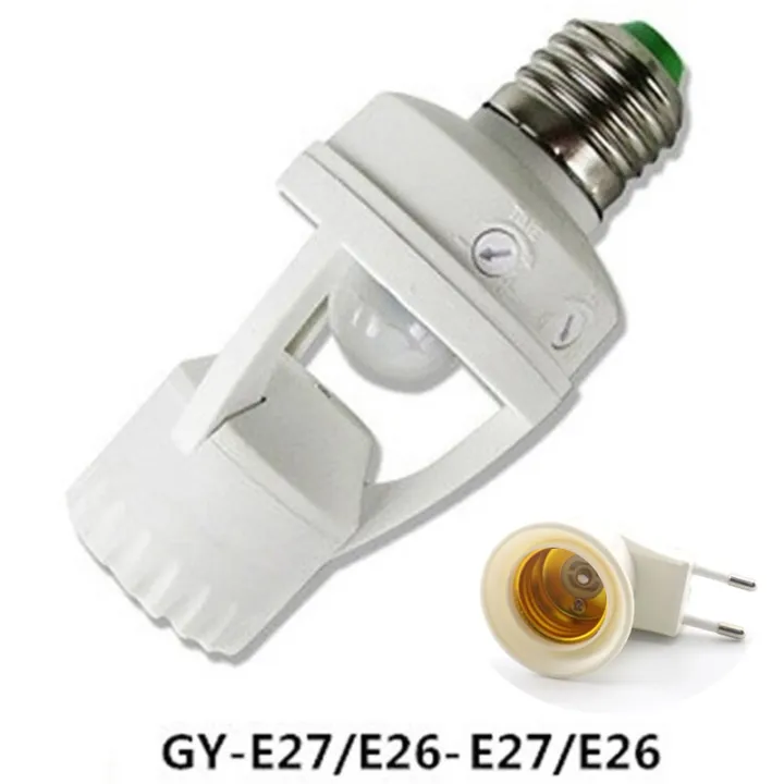 Infrared Motion Sensor E27 power plug LED Lamp Base Socket Adapter ...
