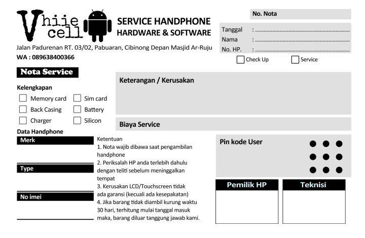 Cetak Nota Custom 2 PLY 1/4 Folio | Nota Konter | Nota Cell | Nota ...