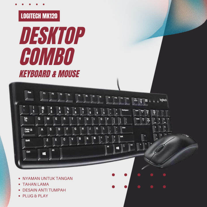 Logitech Desktop Combo Keyboard dan Mouse - MK120 - Black | Lazada ...