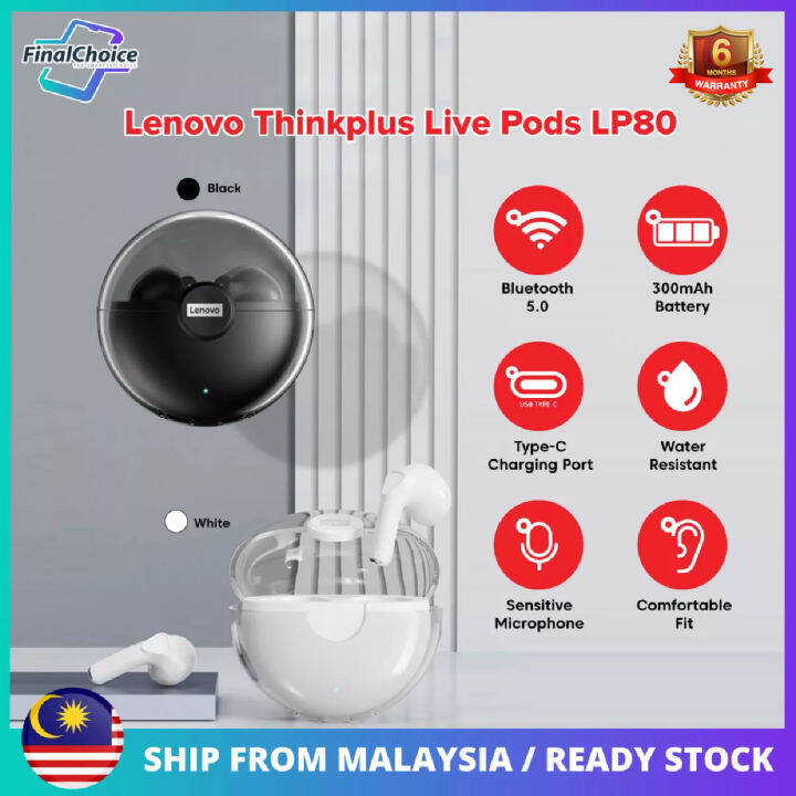 Lenovo Thinkplus LivePods LP80 Bluetooth 5.0 HiFi Sound Quality Noise ...