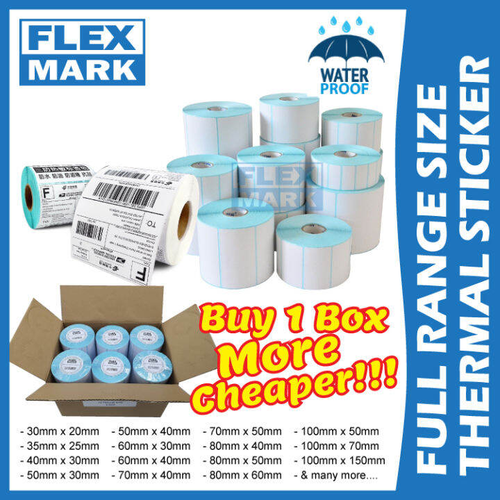 [1 Carton] FLEXMARK Thermal Sticker AWB Shipping Label Barcode Paper Printer Roll A6 20 x 30 x ...