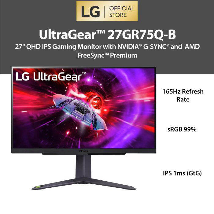 LG UltraGear™ 27GR75Q-B 27" QHD IPS Gaming Monitor 165Hz sRGB 99% | Lazada Indonesia