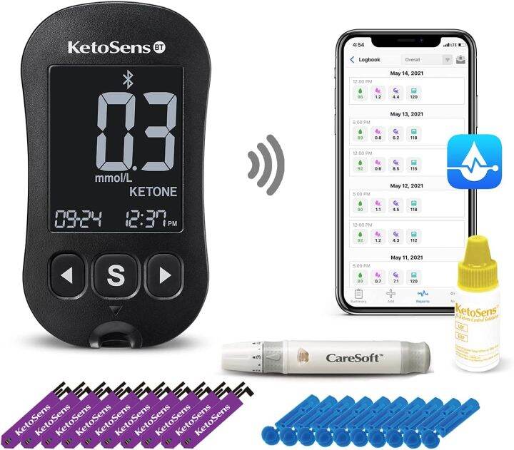 KetoSens Blood Ketone Monitoring Starter Kit with Bluetooth - Ideal for ...
