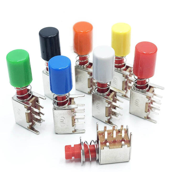 สวิตช์ กดติด กดดับ PS-22F03 6ขา 0.5A 30VDC Latching Push ปุ่ม Self-Locking Key Power ปุ่มสวิทช์ ...