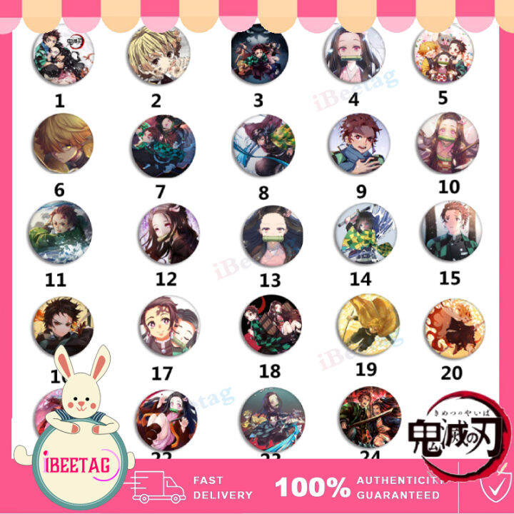Demon Slayer Round Brooch Metal Nezuko Pendant Badges Anime Peripheral ...