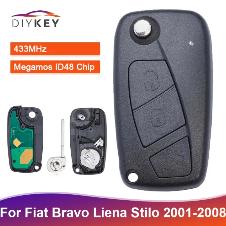 DIYKEY 433Mhz Megamos ID48 Chip Flip Remote Key Fob 3 Button For Fiat ...