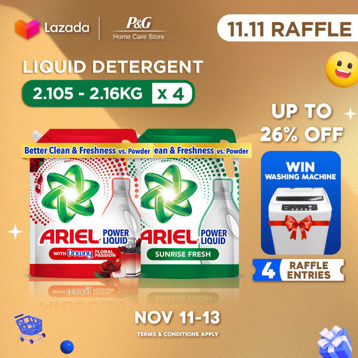 [Bundle of 4] Ariel Liquid Detergent Floral Passion Sunrise Fresh Bundle 2.105 - 2.16KG Refill ...