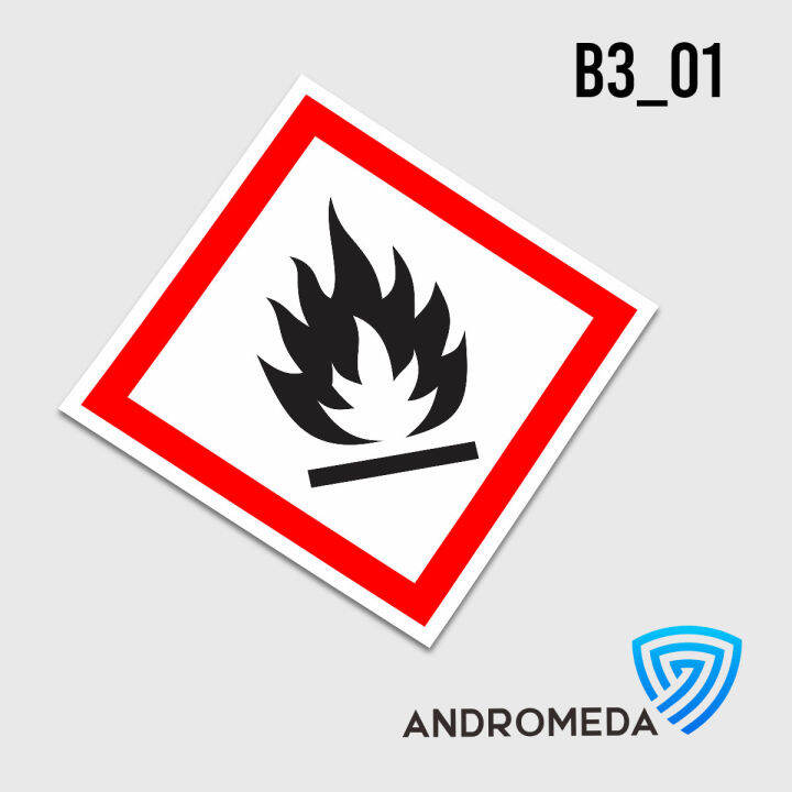 Safety Stiker Poster Label B3 GHS : Mudah Terbakar (Flammable) | Lazada ...