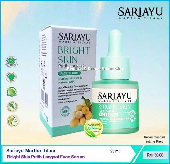 Sariayu Bright Skin Putih Langsat Face Serum with Niacinamide + Natural AHA - 20ml | Lazada