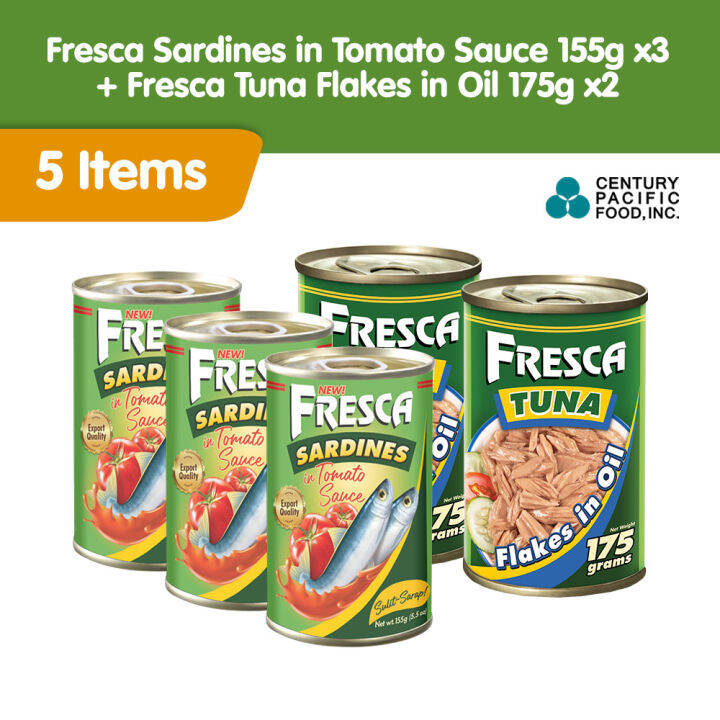 Fresca Sardines in Tomato Sauce 155g x3 + Fresca Tuna Flakes in Oil ...