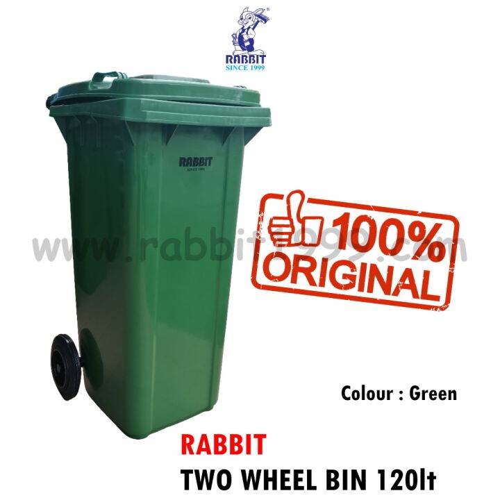 RABBIT TWO WHEEL BIN - 120Lt - green - tong sampah / tong sampah besar ...