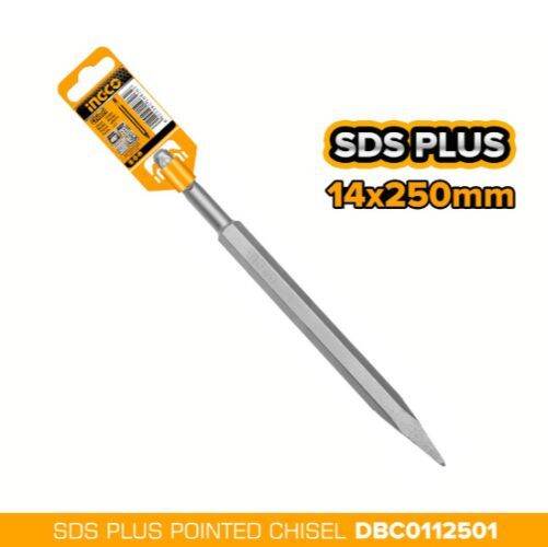 BUILDMATE Ingco SDS Plus Chisel 14x250MM Pointed Chisel | Flat Chisel [SOLD PER PIECE] Concrete ...
