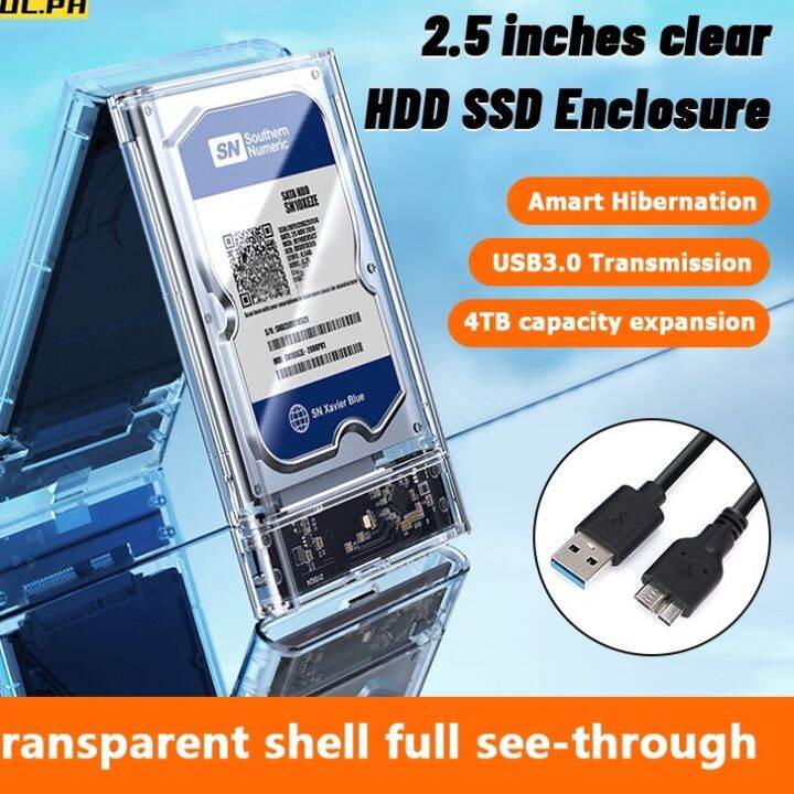 Transparent 2.5 Inch SSD Enclosure USB 3.0 5Gbps to SATA III External ...