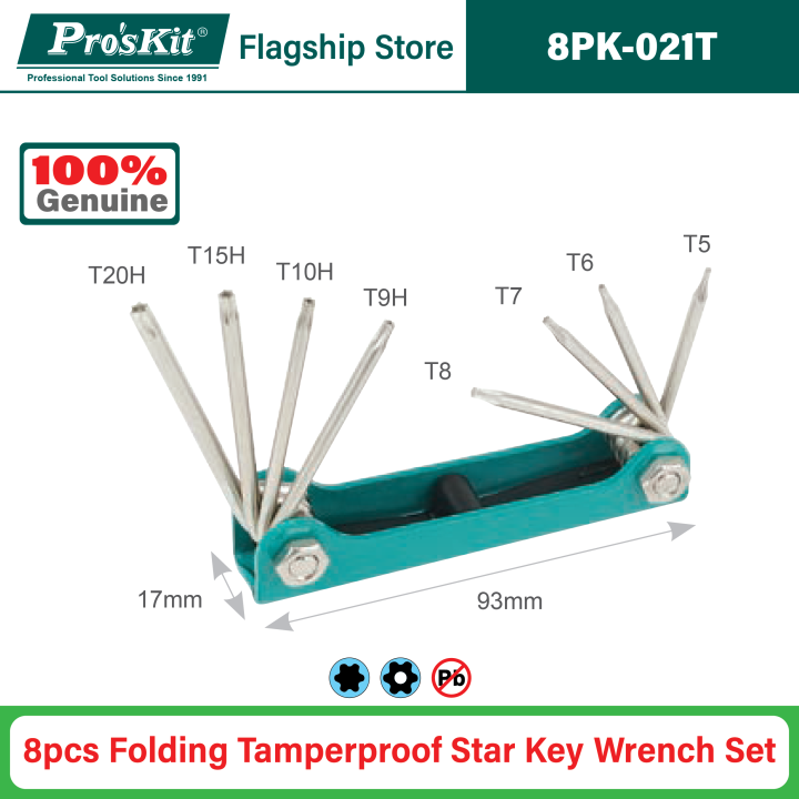 Pro'sKit 8PK-021T 8pcs Folding Tamper-proof Star Key Wrench Set | Lazada