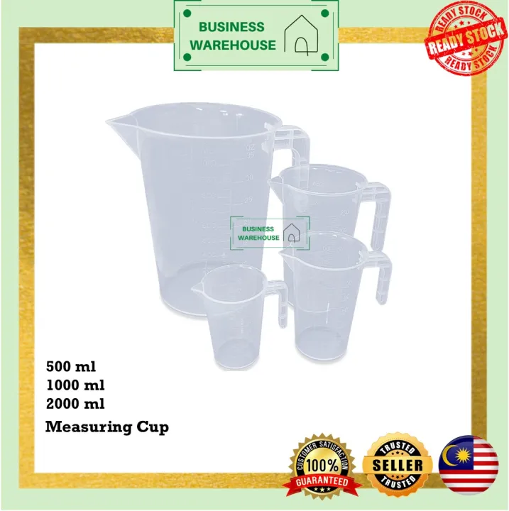 【500ml / 1000ml / 2000ml 】Clear Plastic Measuring Cup / Volume Capacity ...