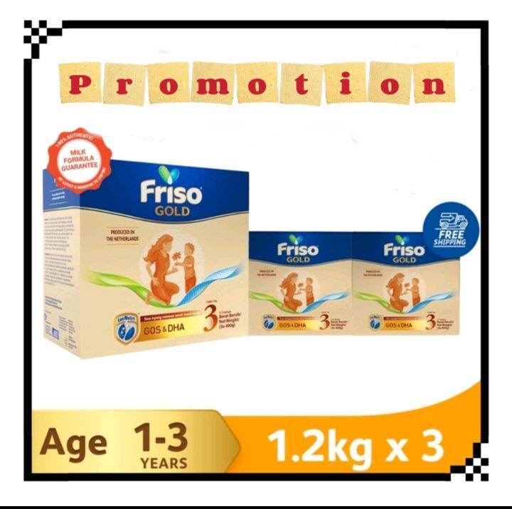 [Upgraded Formula] Friso Gold Step 3 Milk Formula - 1.2kg x 3 | Lazada