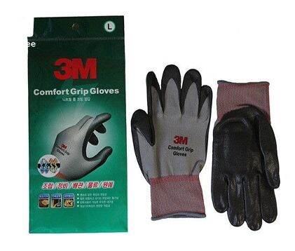 3M Comfort Grip Gloves ถุงมือไนลอนเคลือบด้วยสารไนไตร (สีเทา) | Lazada.co.th