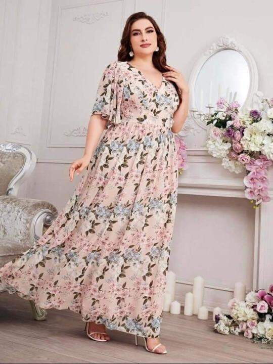 PLUS SIZE FLORAL WHITE MAXI DRESS/ MAXI DRESS | Lazada PH
