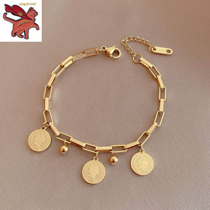 18k saudi gold bracelet women pawnable Hip Hop Personality Round Card ...