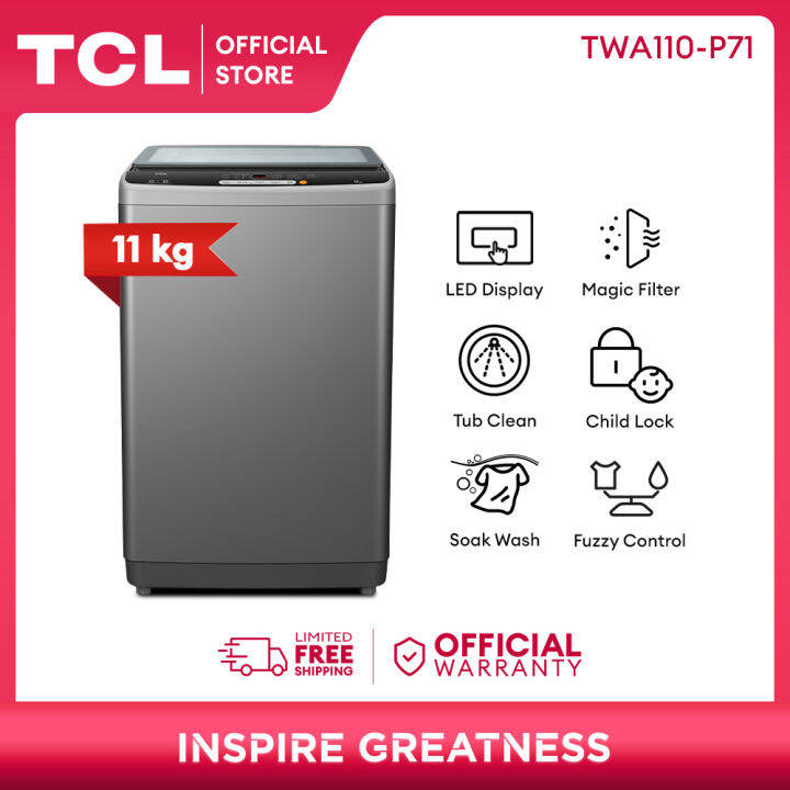 TCL 11KG Inverter Top Load Fully Automatic Washing Machine (Drum Clean, Safety Lock, Fuzzy ...