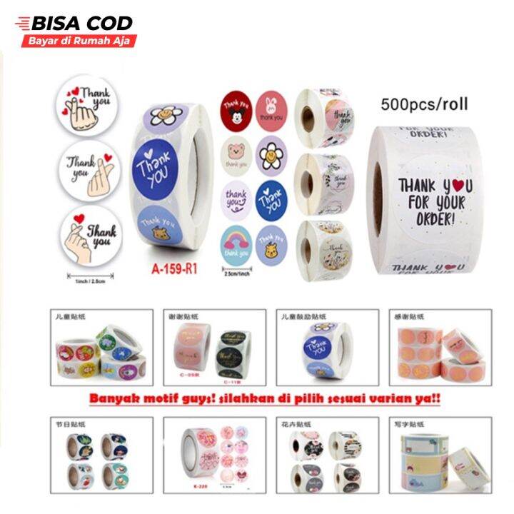 [Cod/Bayar Di Tempat] Roll Sticker Thank You 500pcs Stiker Label Produk ...