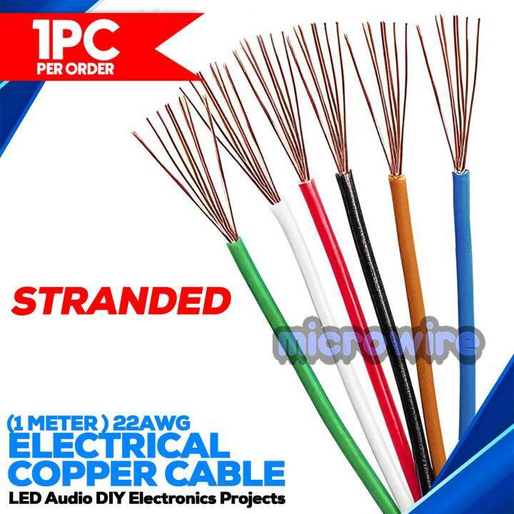Stranded Wire 22 AWG 1 Meter Electrical Copper Cable LED Audio DIY ...