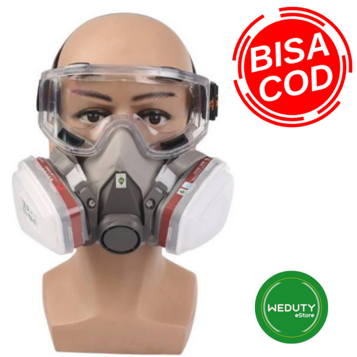 SAFETY GAS LAB MASK RESPIRATOR FULL SET FOR ACID AMONIA FOR PAINTING ...