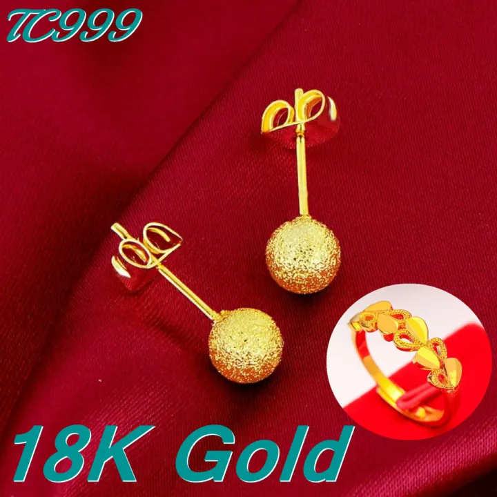 [Ready Stock/onsale] Pure 18k Saudi Gold Earrings Pawnable Legit Retro ...