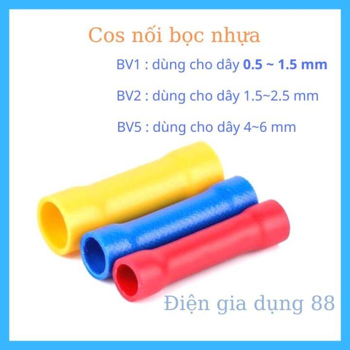 Đầu cos nối thẳng, đầu cos đồng, cos nối dây điện nhanh BV1, BV2 và BV5, (100 cái), cốt bấm dây ...