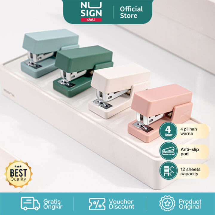 Nusign Stapler / Stapler Mini Kapasitas Kertas 12 lembar 4 Warna Free ...