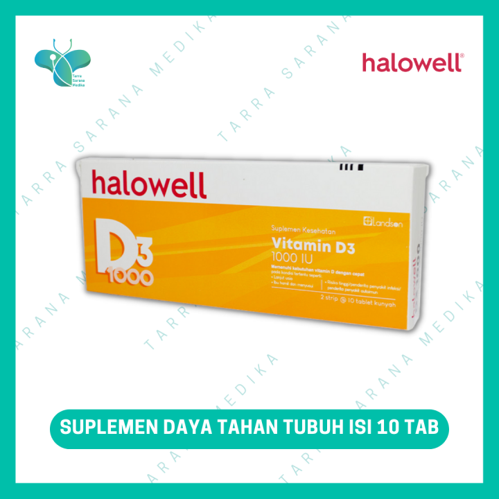 Halowell Vitamin D3 1000 IU Tablet Kunyah /Box isi 10 Tablet | Lazada ...