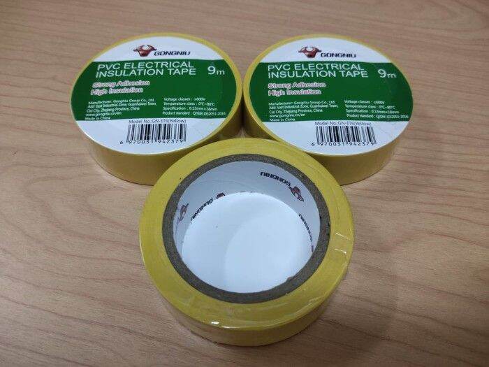 Isolasi Listrik Lem listrik Isolasi GONGNIU Kecil 9 Meter 18mm Kuning ...