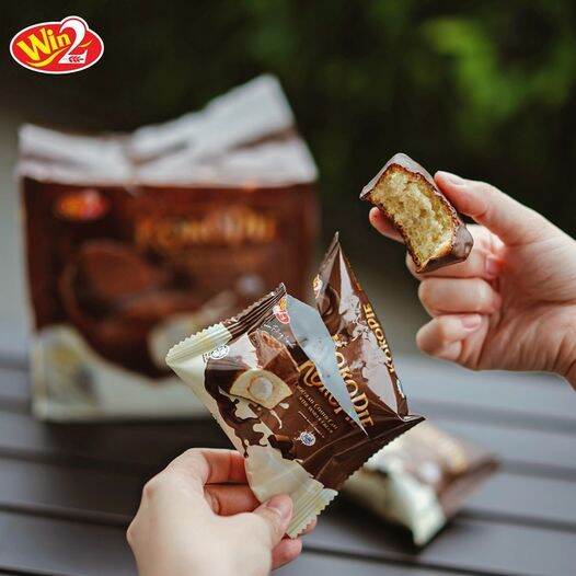 (1 ถุง 10 ชิ้น/20 กรัม) Win2 Koko pie เค้กนุ่มๆ รสช็อคโกแลต ผสมครีมวนิ ...