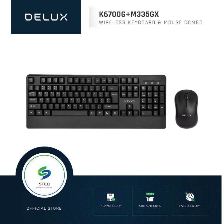 STEQ Delux K6700G+M335GX Wireless Keyboard & Mouse Combo Laser Engraved ...