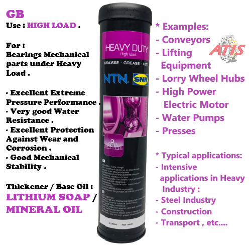 NTN-SNR Heavy Duty Grease 400g Conveyors Lifting Equipment Lorry Wheel Hubs Water Pumps High ...