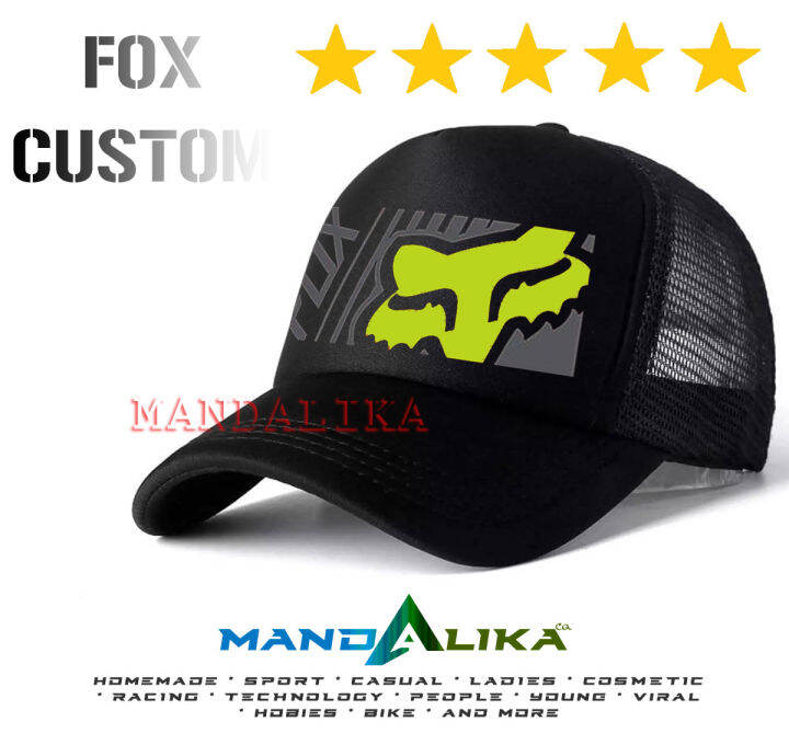 TOPI FOX RACING BLACK LOGO TRUCKER MOTOCROSS CUSTOM | Lazada Indonesia