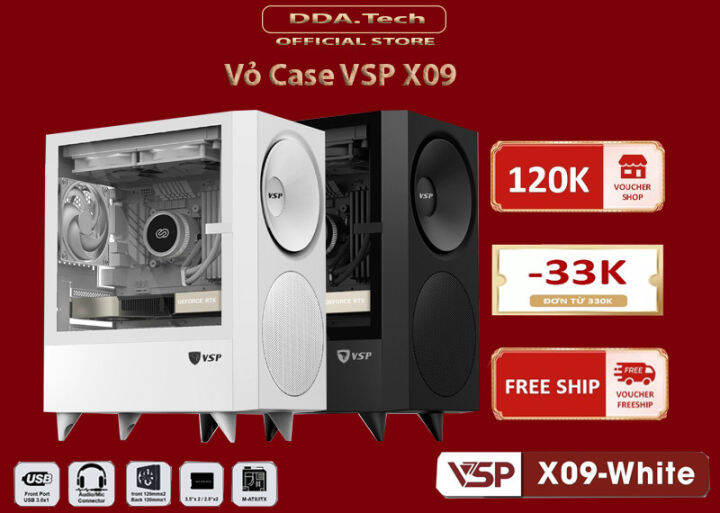 Vỏ Case VSP X09 hình Speak mặt trước có lưới giúp thông gió tốt và nắp hông cửa kính cường lực ...