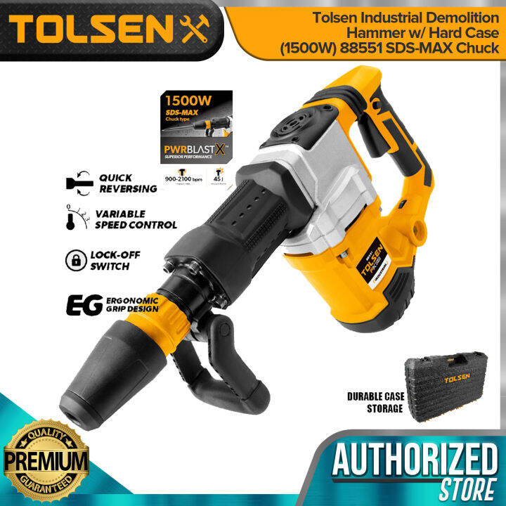Tolsen Industrial Demolition Hammer w/ Hard Case (1500W) 88551 SDS-MAX Chuck | Lazada PH