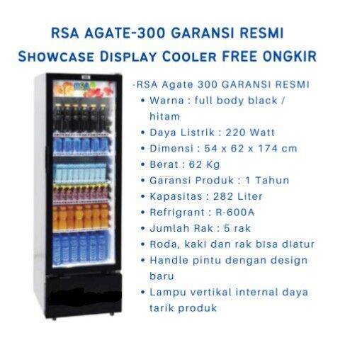 Showcase RSA AGATE 300R Display Chiller Cooler 382 Liter | Lazada Indonesia