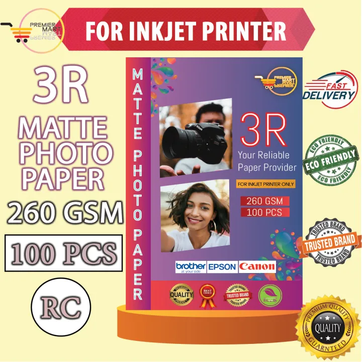 (PROMOTION) 3R 3 R MATTE PHOTO PAPER 260GSM RC (100PCS/PKT) | Lazada