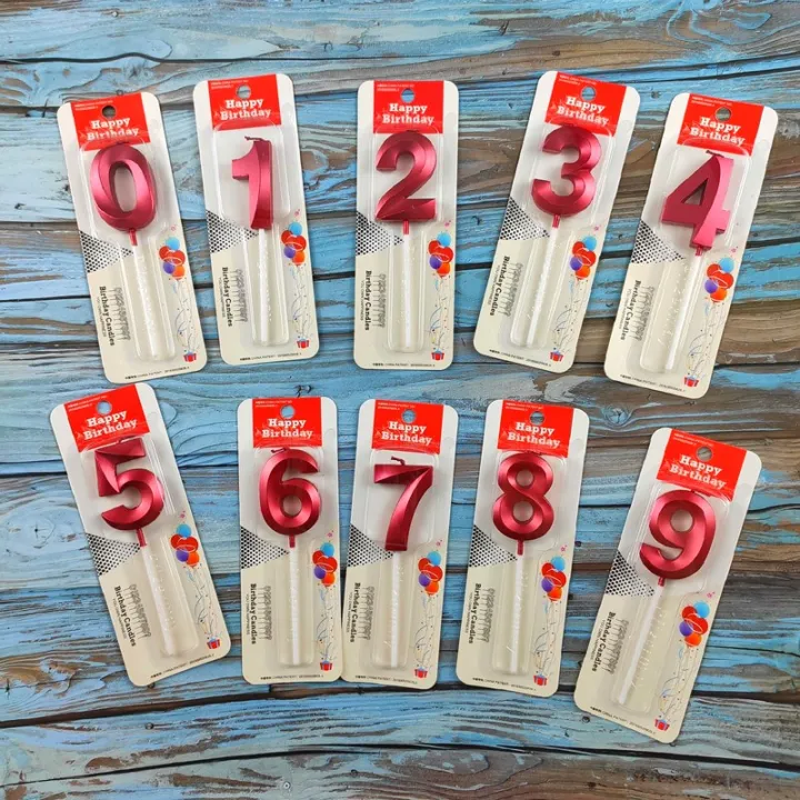 Red Number Candle 0 1 2 3 4 5 6 7 8 9 Birthday Candle Cake Topper ...