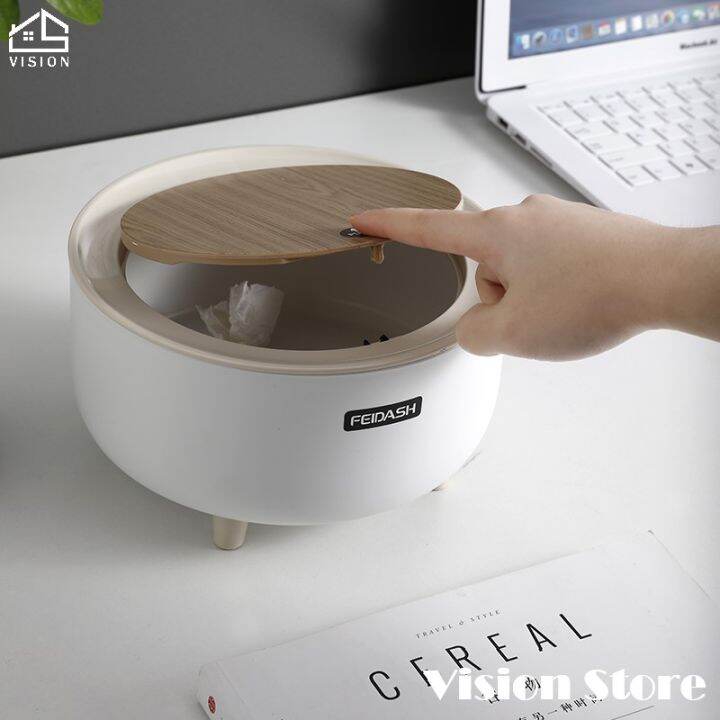 Vision Desk Mini Trash Bin Office Onekey Opening Dustbin Dressing Table ...