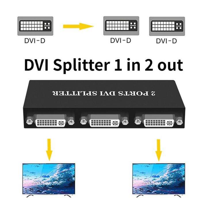 DVI Splitter 1X2 DVI-D Extender Adapter 1 IN 2 OUT HD 1080P For ...
