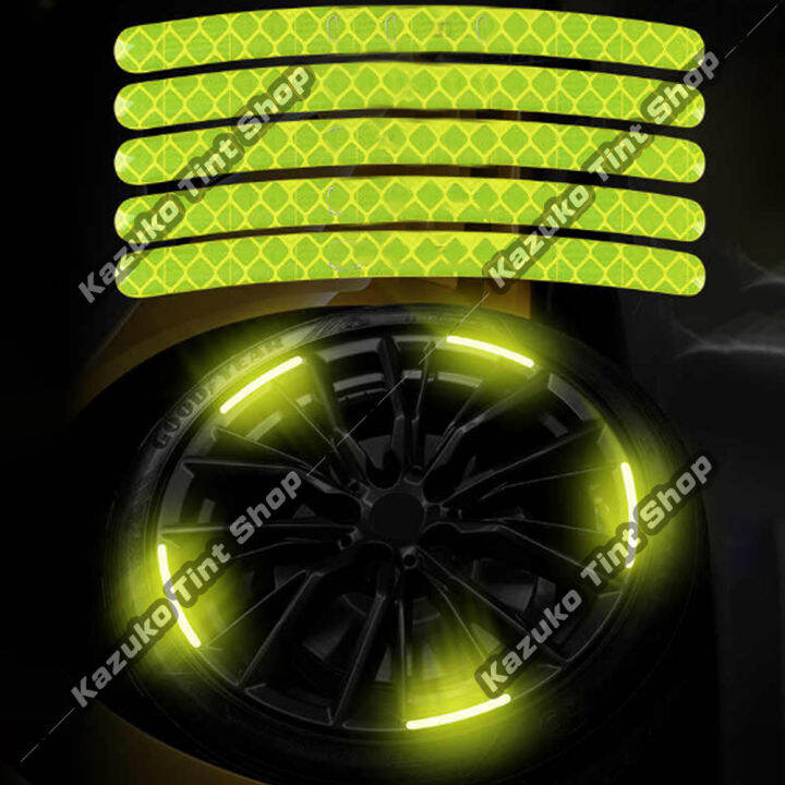 🚗 FOR CAR LOGO ~ Stylish Reflective Wheel Rim Strips Sticker Neon Logo ...