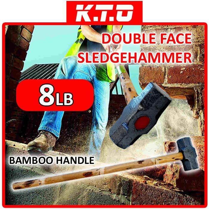 8LB DOUBLE FACE SLEDGEHAMMER HAMMER with BAMBOO HANDLE / PENUKUL BESI ...