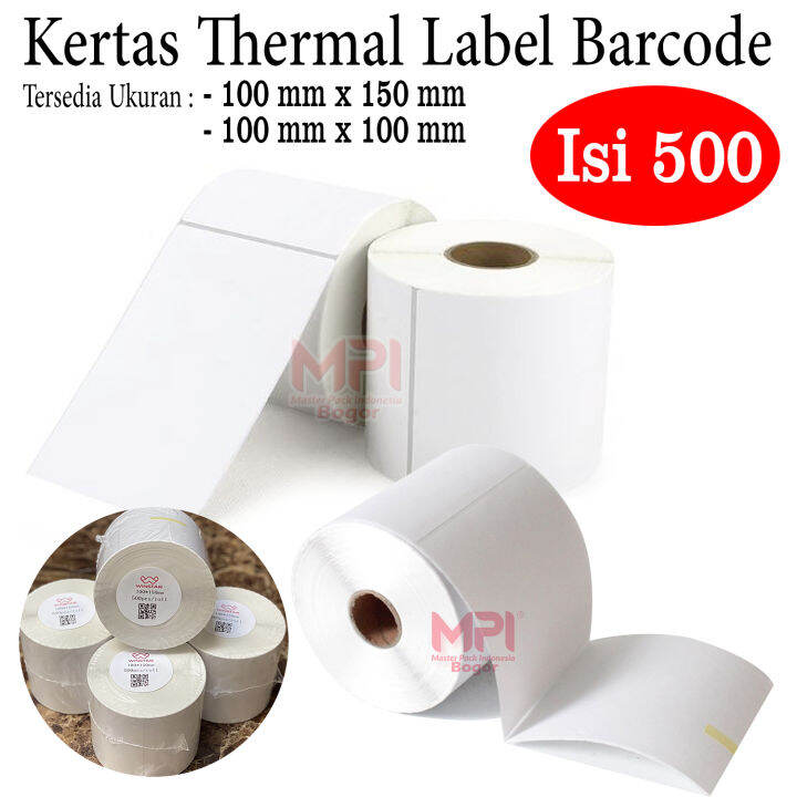 Kertas Thermal 100 x 150 mm - 100 x 100 mm / Kertas Label Barcode ...